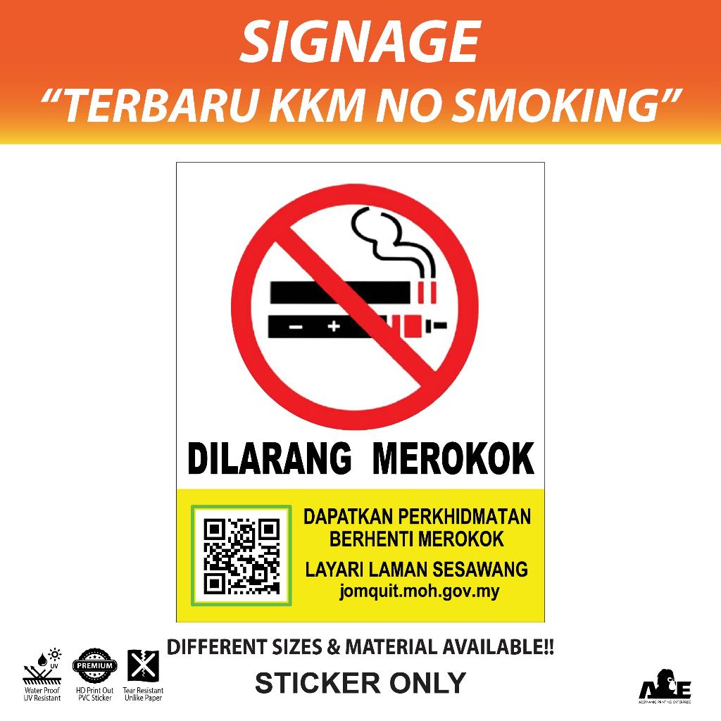 (STICKER ONLY) TERBARU KKM DILARANG MEROKOK SIGN | LATEST KKM NO ...