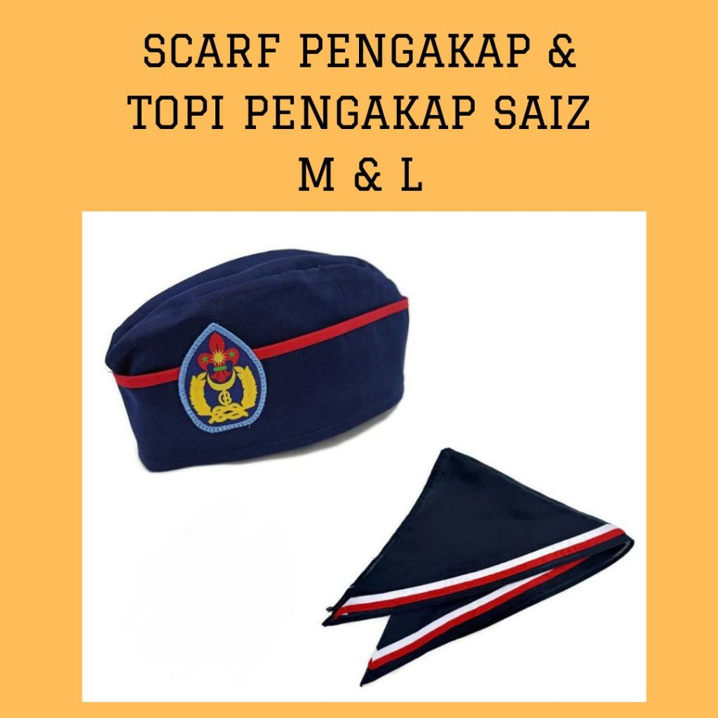 TOPI PENGAKAP & SCARF PENGAKAP SAIZ M & L SCARF LINE MERAH TOPI ...