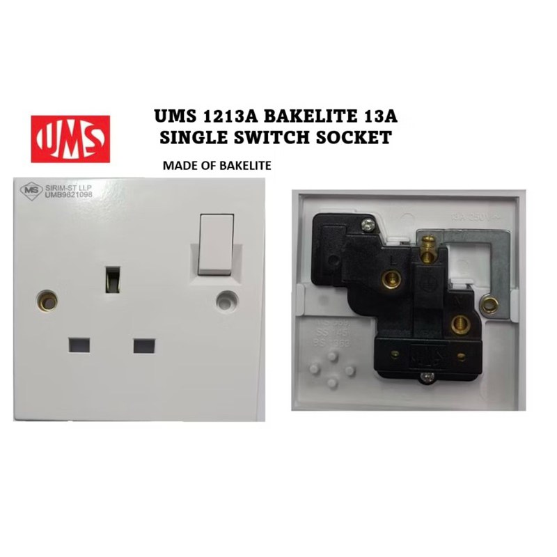 Ums 1213A 13A Bakelite Switch Socket with Heat Resistant | Shopee Malaysia