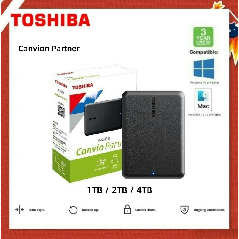 TOSHIBA hard disk CANVIO PARTNER 1TB 2TB 4TB USB3.0 HDD 2.5" Portable ...