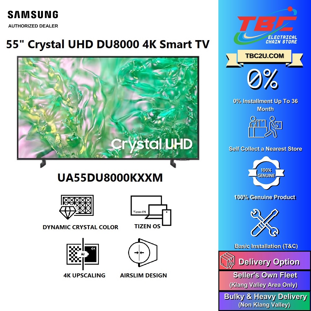 (NEW 2024) SAMSUNG 55" 65" 75" 85" Crystal UHD DU8000 4K Smart TV (55DU8000 65DU8000 75DU8000 ...