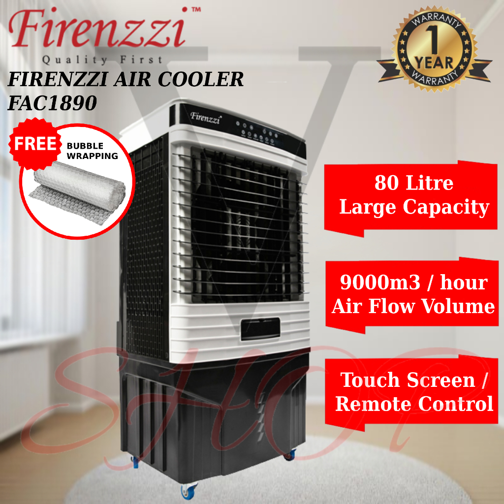 [FREE BUBBLE WRAP]FIRENZZI 80L 60m2 IONIZER FUNCTION AIR COOLER FAC1890 ...