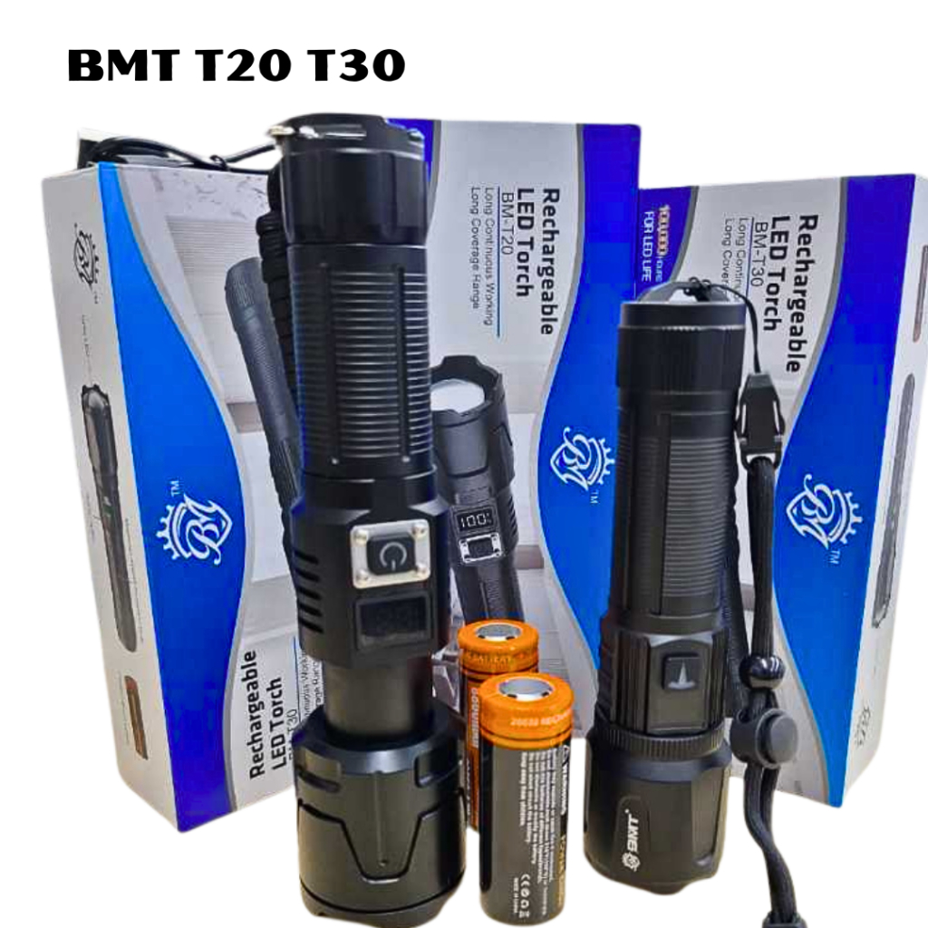 BMT Zoom Flashlight Rechargeable Torch Light Outdoors Camping Hiking ...
