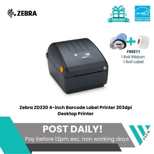 Zebra ZD230 ZD230t 4-inch Barcode Label Printer 203dpi Desktop Printer ...