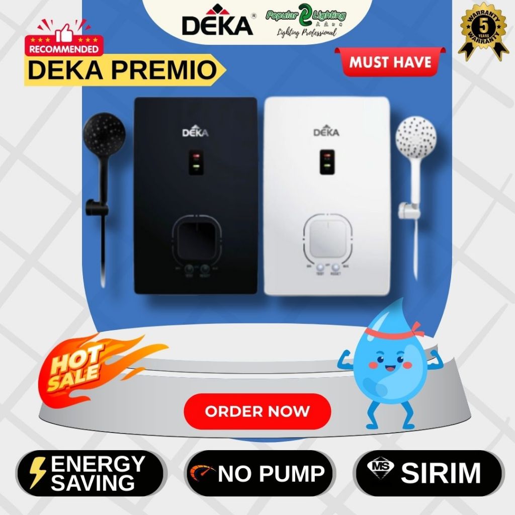 🔥NEW🔥DEKA PREMIO Non-Pump Water Heater Instant Heat Water Heater Without Pump Black / White ...