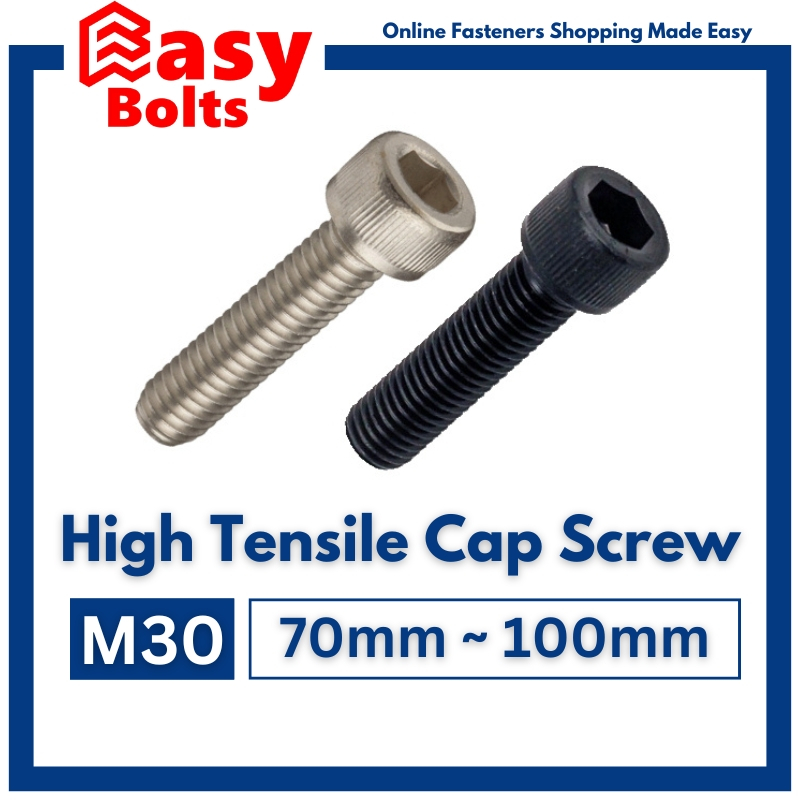 HT Socket Cap Screw - M30 x 70mm ~ 100mm (Coarse Thread Pitch 3.5mm) (High Tensile Grade 12.9 ...