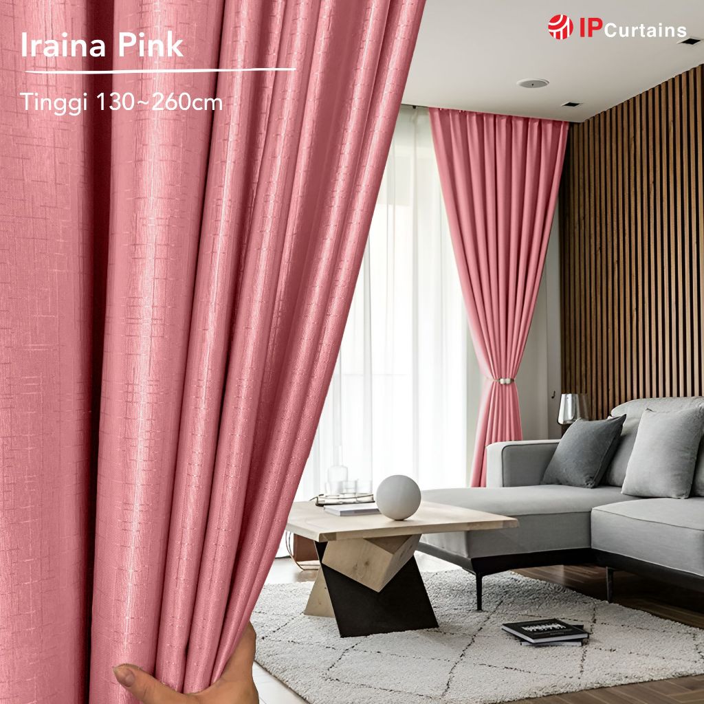 IP CURTAIN IRAINA Langsir 80% Balckout Warna Pink 3D Amboss Corak UV ...