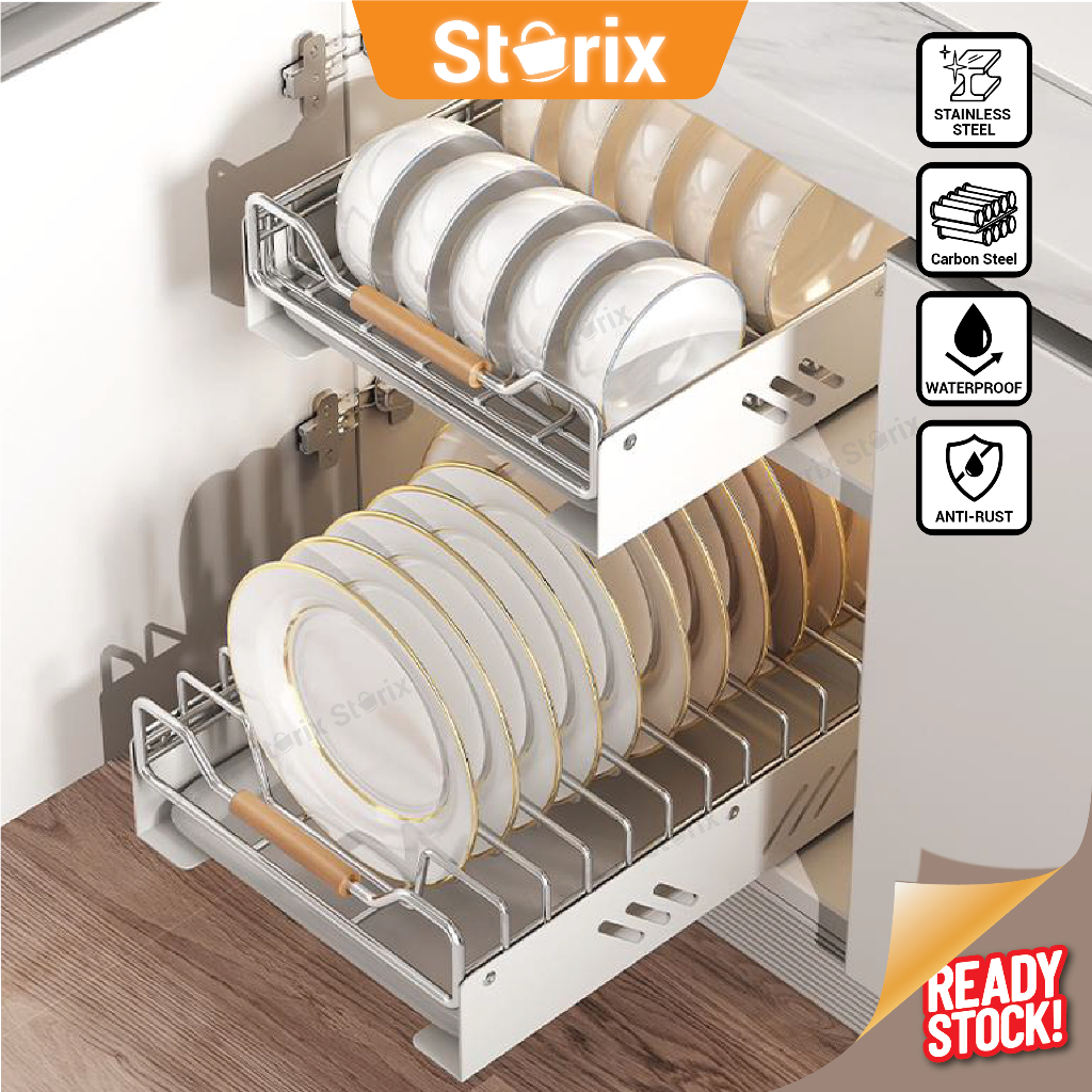 Storix Stainless Steel Retractable Pot Rack Adjustable Pot Storage Pull ...