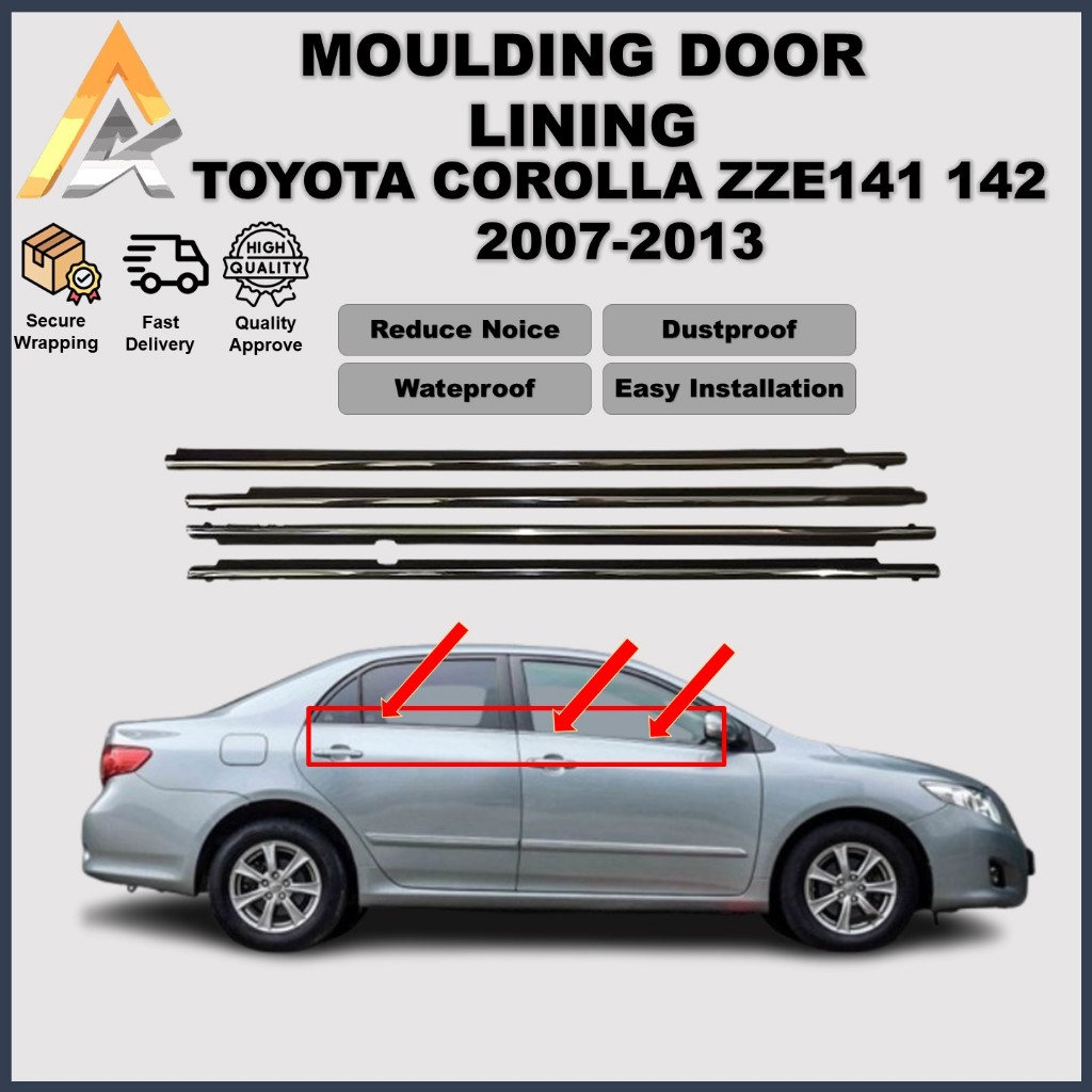 ORI Toyota Corolla Altis ZZE141 ZZE142 2007-2013 Chrome Door Moulding ...