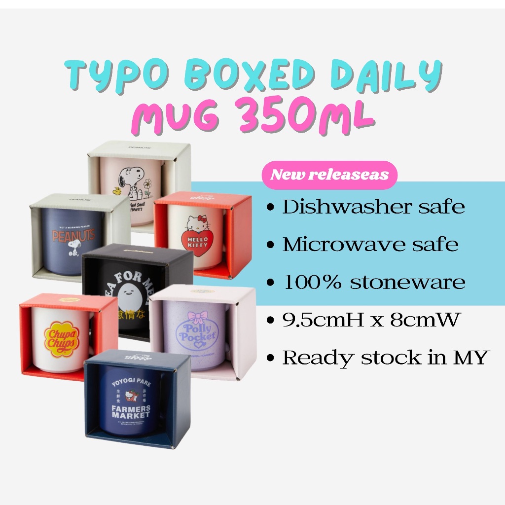 TYPO x Gudetama Mug / Boxed Daily Mug & Cup 350ml Reusable / 9.5cm x ...