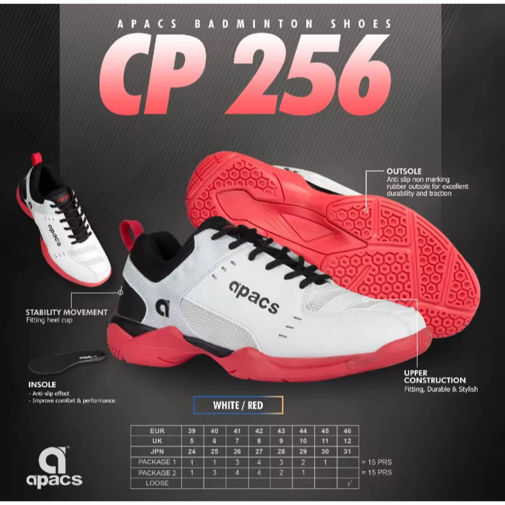 APACS BADMINTON SHOES CP 256 (100% ORIGINAL)(FOC SOCK) | Shopee Malaysia