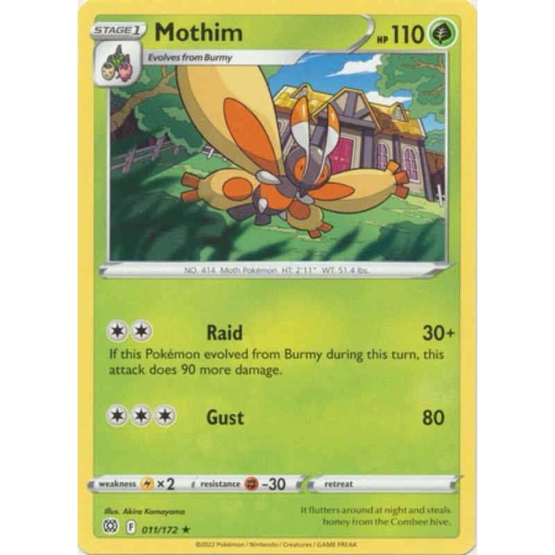 Pokemon TCG - Sword & Shield | Brilliant Stars | Mothim - 011/172 | Rare | Shopee Malaysia