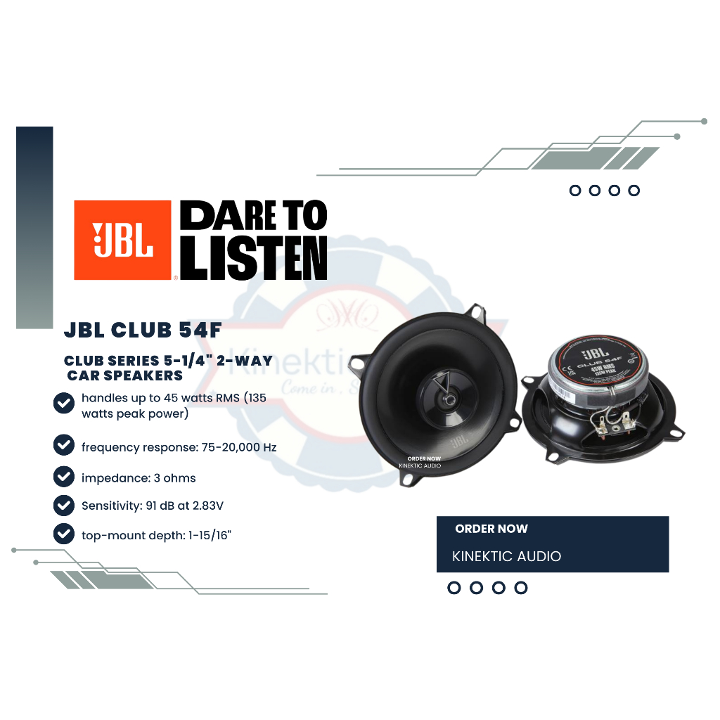 JBL Club 54F - Club Series 5-1/4" 2-way car speakers/Speaker kereta ...