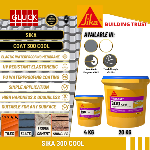 SIKA COOL 300 4Kg/ 20Kg UV Resistant Elastomeric PU Waterproofing ...