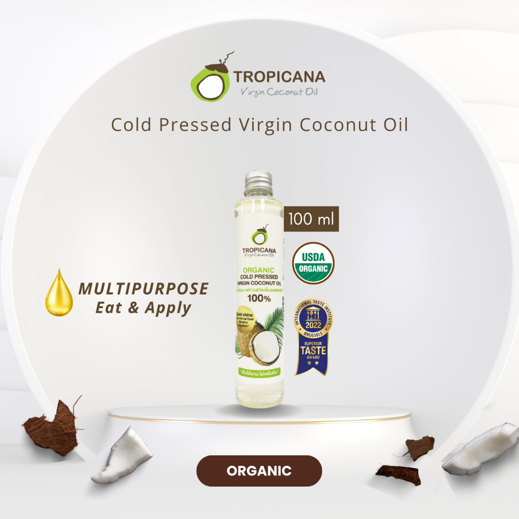 [100% Authentic] Tropicana Organic Cold Pressed Organic Virgin Coconut Oil (100 ML) | [Fully ...