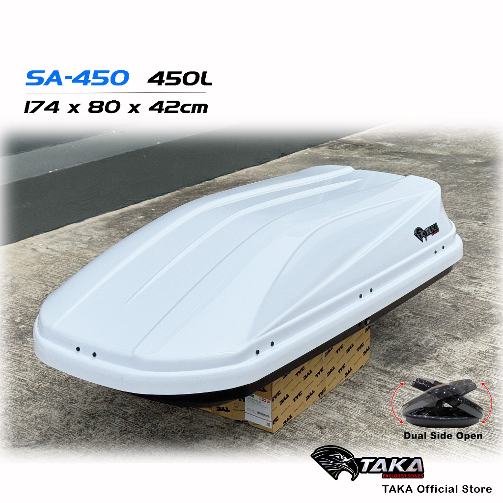 TAKA SA-450 Car Roof Box [Explorer Series] [XL Size] [White] Cargo ...