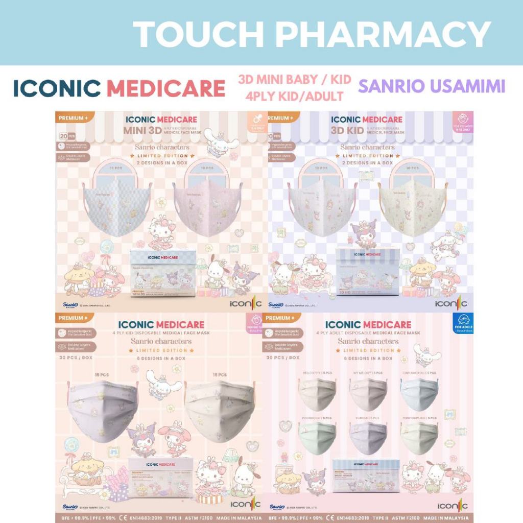 !!Clearance!! ICONIC [ SANRIO USAMIMI SERIES ] 4PLY Adult Medical Face ...