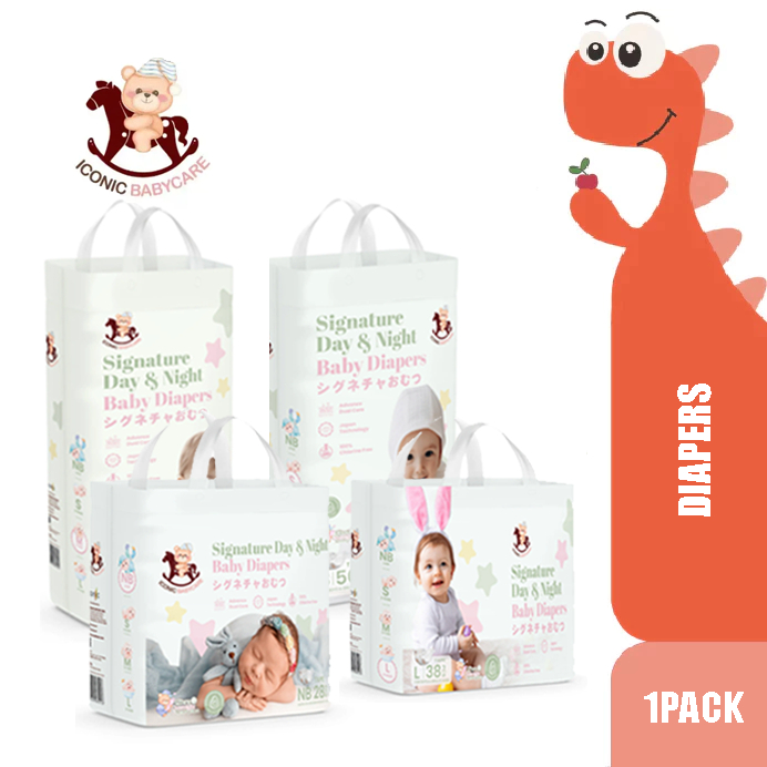 Iconic Babycare Signature Day & Night Baby Diapers - Tape (Newborn, S ...