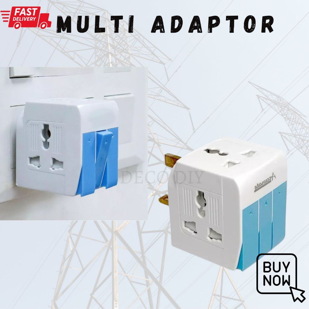 3 Way Adaptor Adapter Plug 3 Pin Socket Plug Extension Socket Multi ...