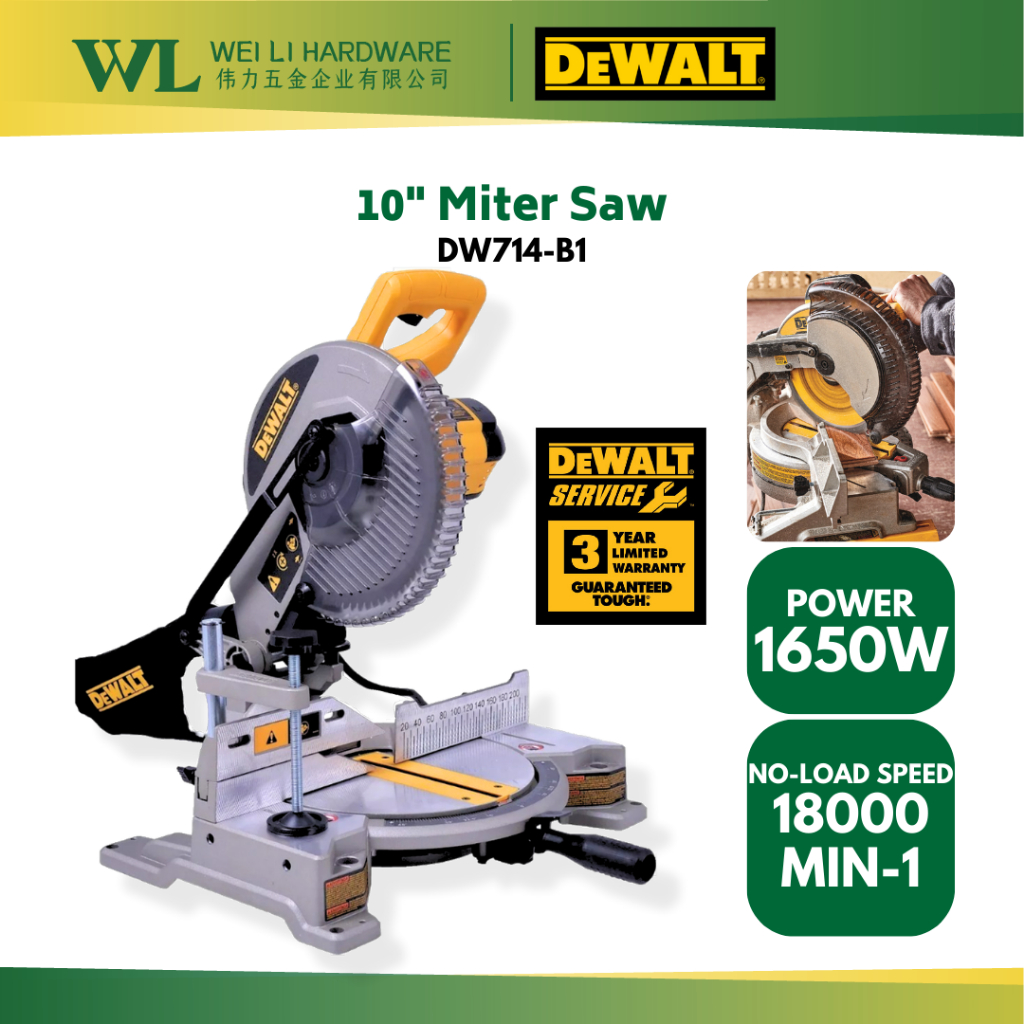 DEWALT Original DW714-B1 255mm 10" Miter Saw 1650W (3Year Warranty ...