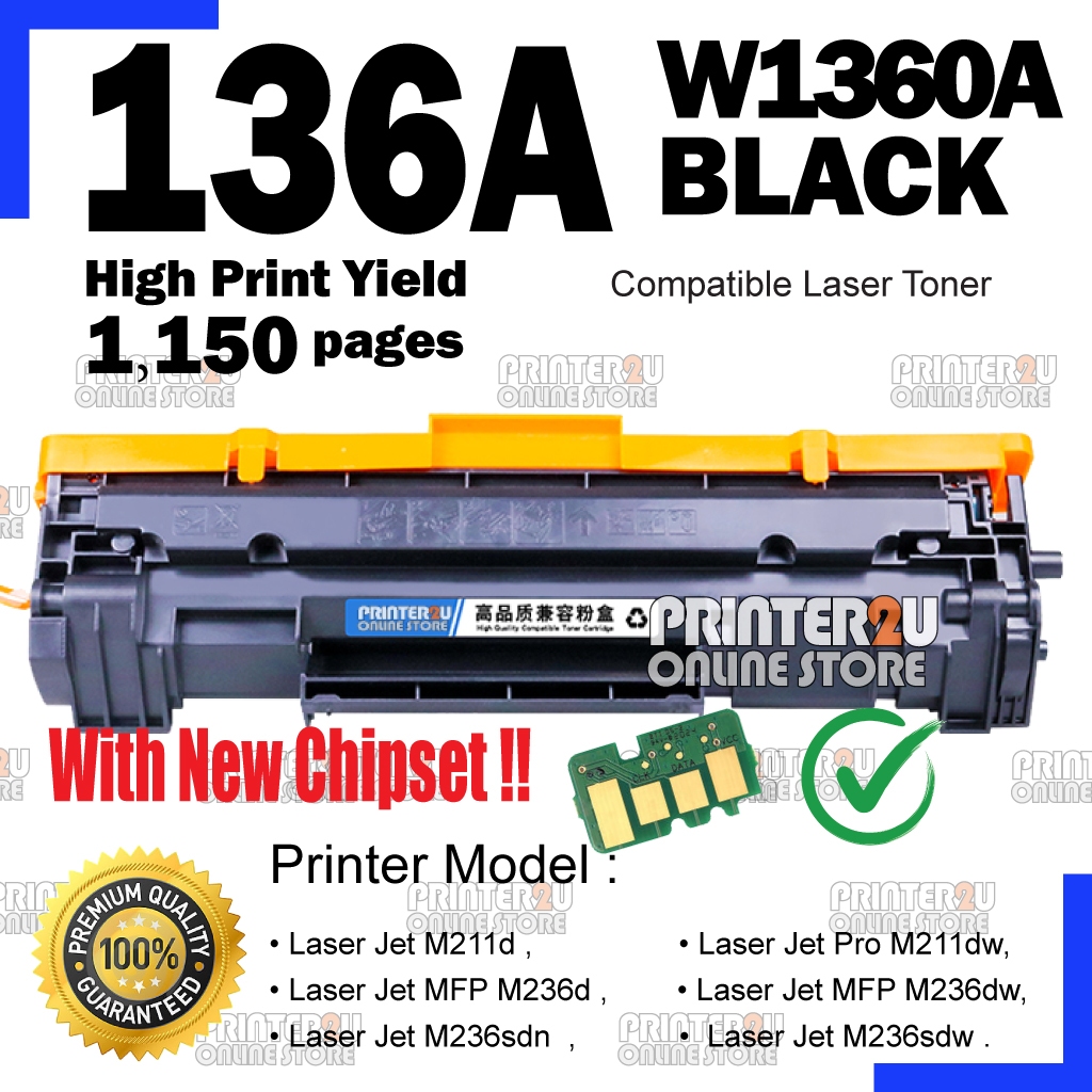 Compatible to HP 136A W1360A HP136A W1360X W1360XL LaserJet M211d ...