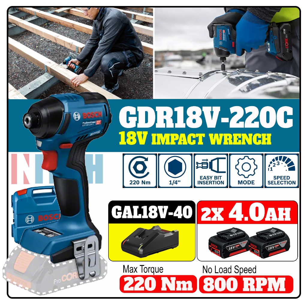 BOSCH GDR180-LI OR GDR18V-220C 18V CORDLESS IMPACT DRIVER - SOLO ...