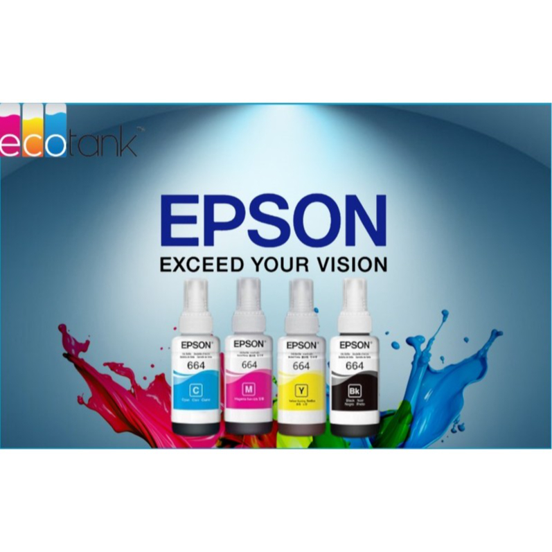 Epson T664 ink Original (Asal)for L series printer L120/L210/L360/L1300 ...