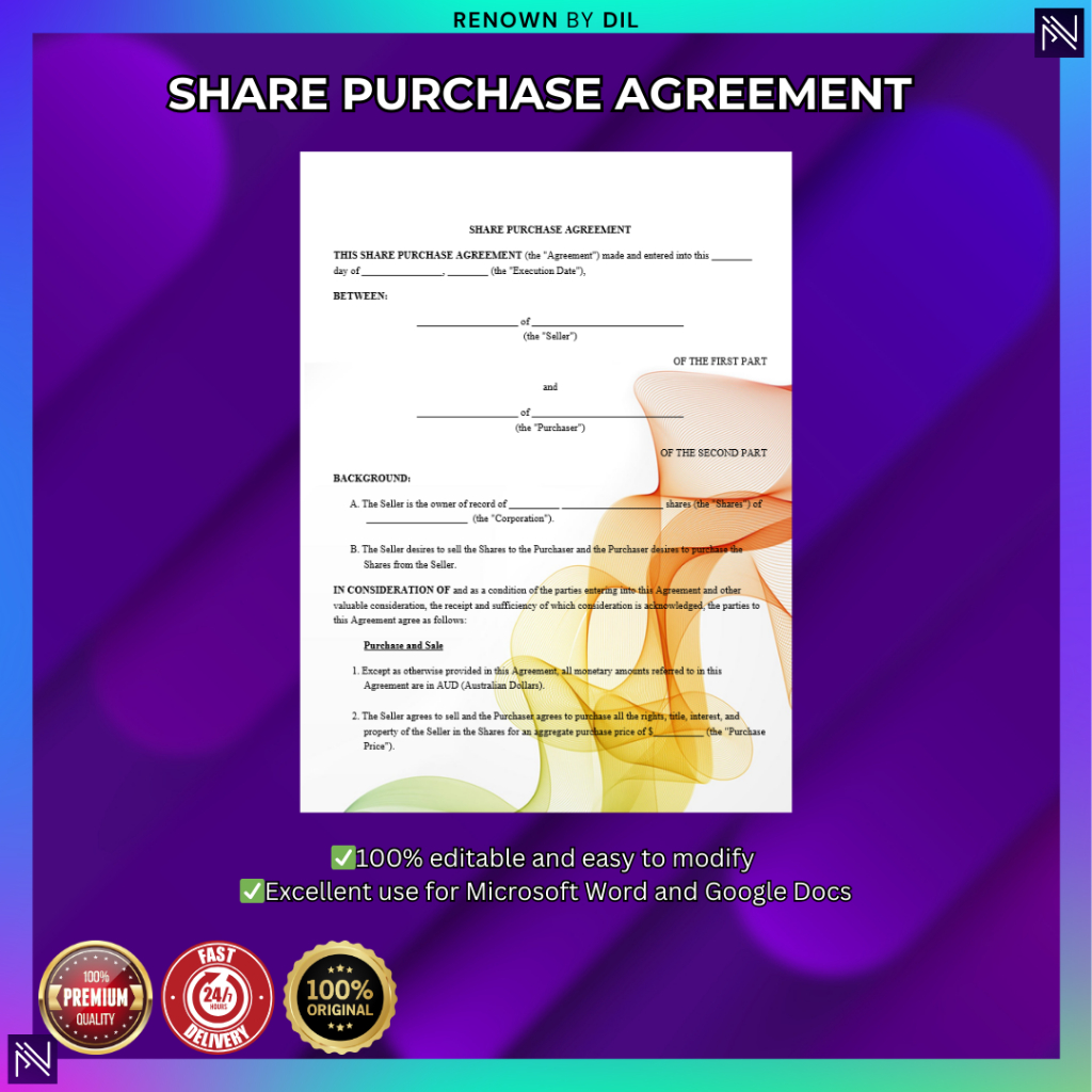 Share Purchase Agreement | Kontrak Pembelian Saham | Legal Document ...