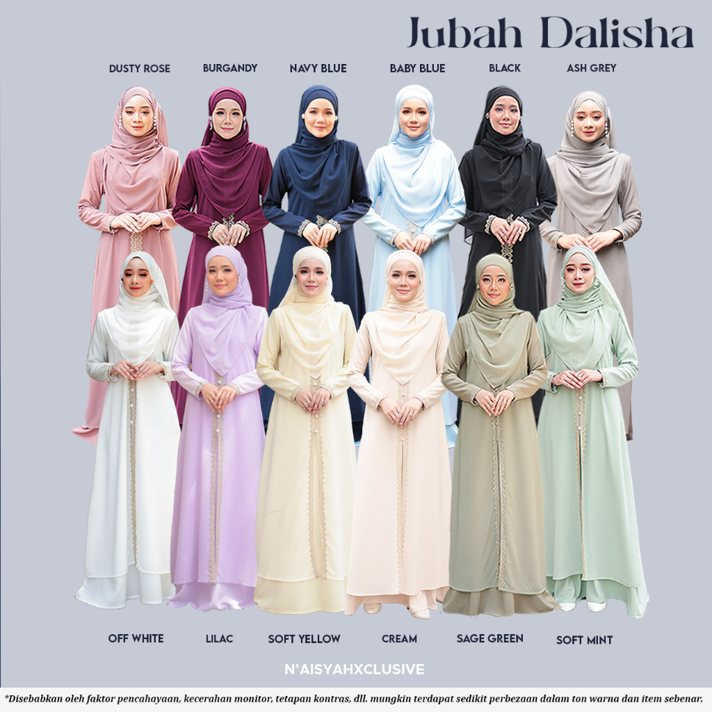 [JUBAH] -DALISHA | PLAIN LACE | ADA SHAWL | BUTTON HANDMADE | MUSLIMAH ...