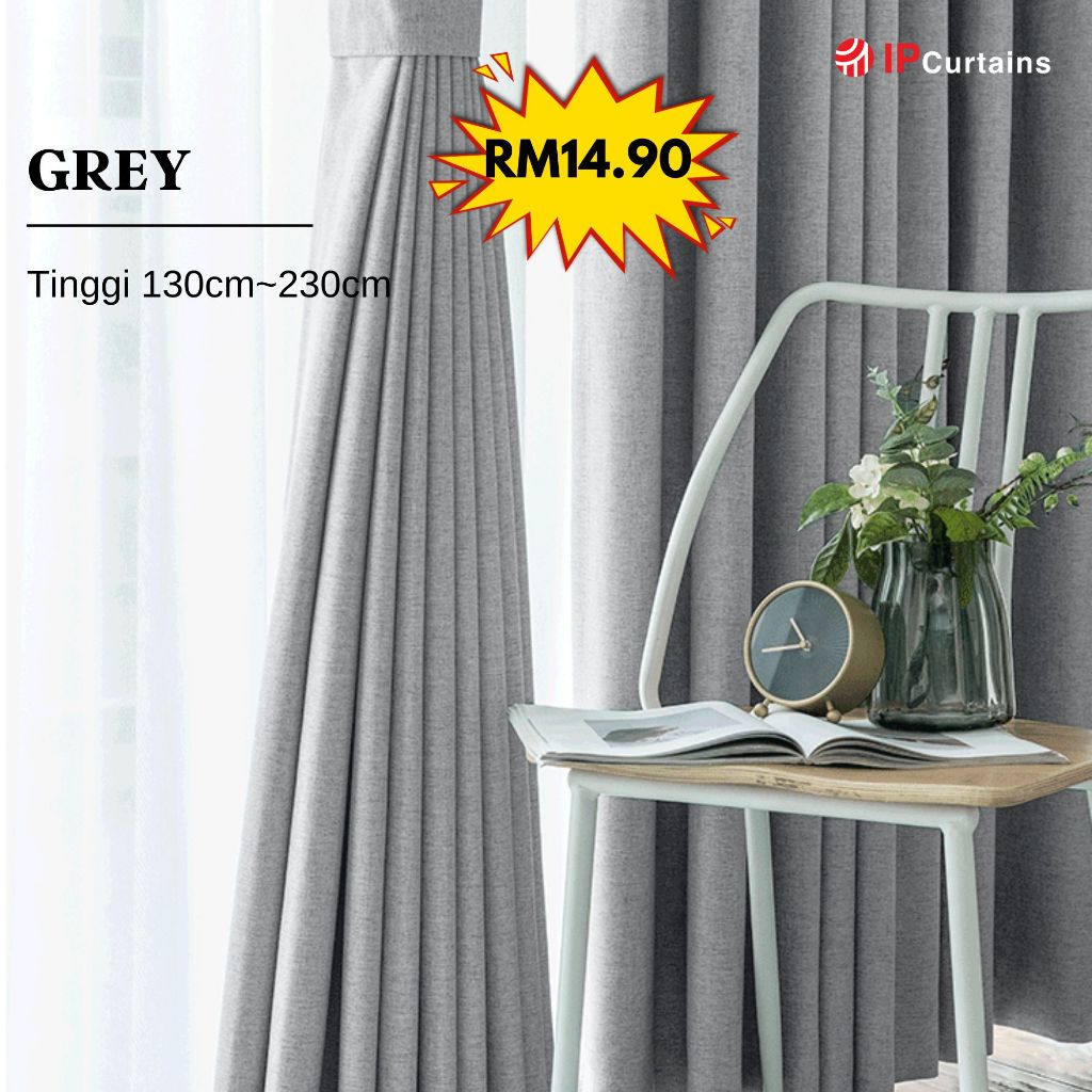 IP CURTAIN NEXUS Langsir 80% Blackout Warna Grey Anti Cakar Tebal Berat ...