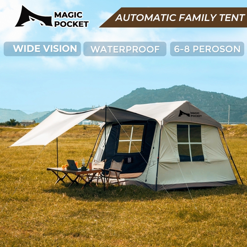 MagicPocket Automatic Tent A-Frame Ridge Double Layer Black-Coated ...