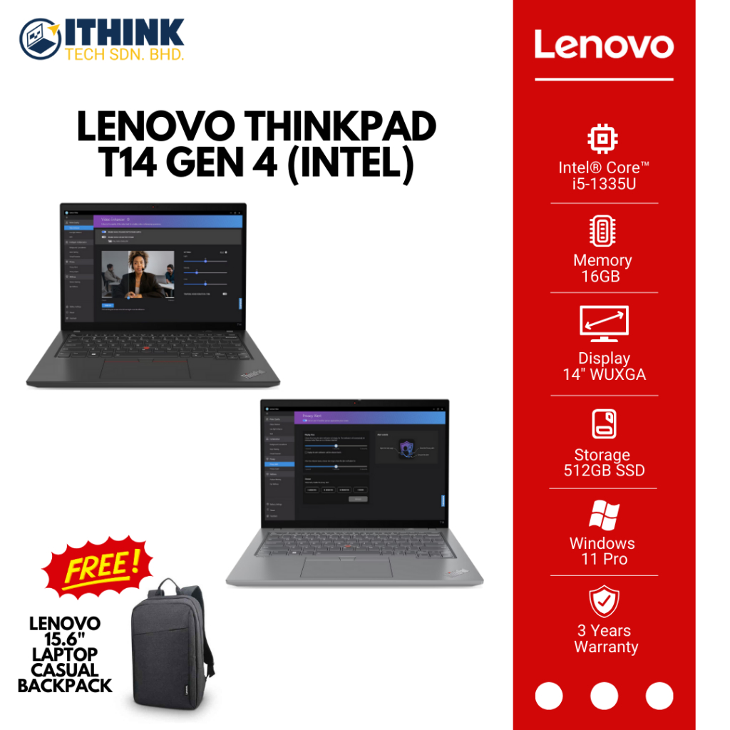 LENOVO THINKPAD T14 GEN 4 (INTEL) 21HDS00100 (I5-1335U, 16GB, 512GB, 14 ...
