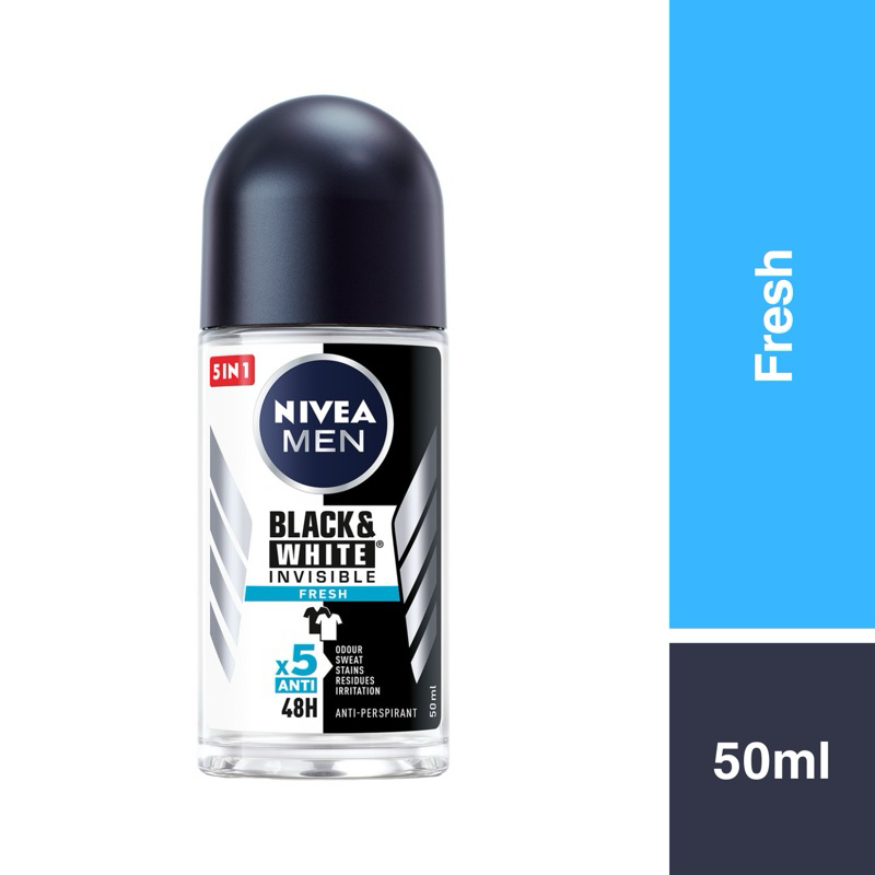 NIVEA MEN Deodorant Black & White Invisible | Fresh 50ml | Shopee Malaysia