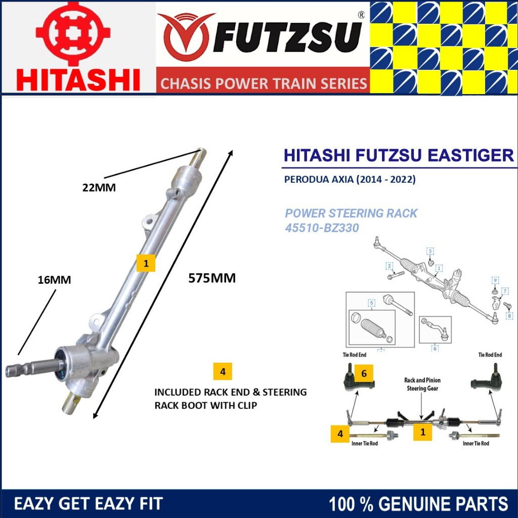 100% NEW POWER STEERING RACK FOR PERODUA AXIA 1.0 2014-2018 | Shopee ...