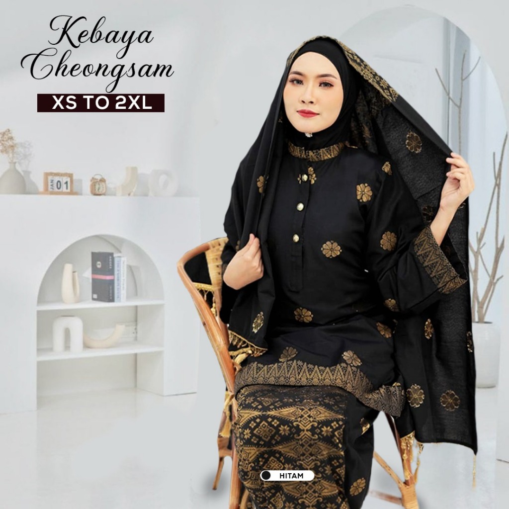 Kebaya Cheongsam + Selendang | Size XS-2XL | Baju Raya 2024 | Semua ...