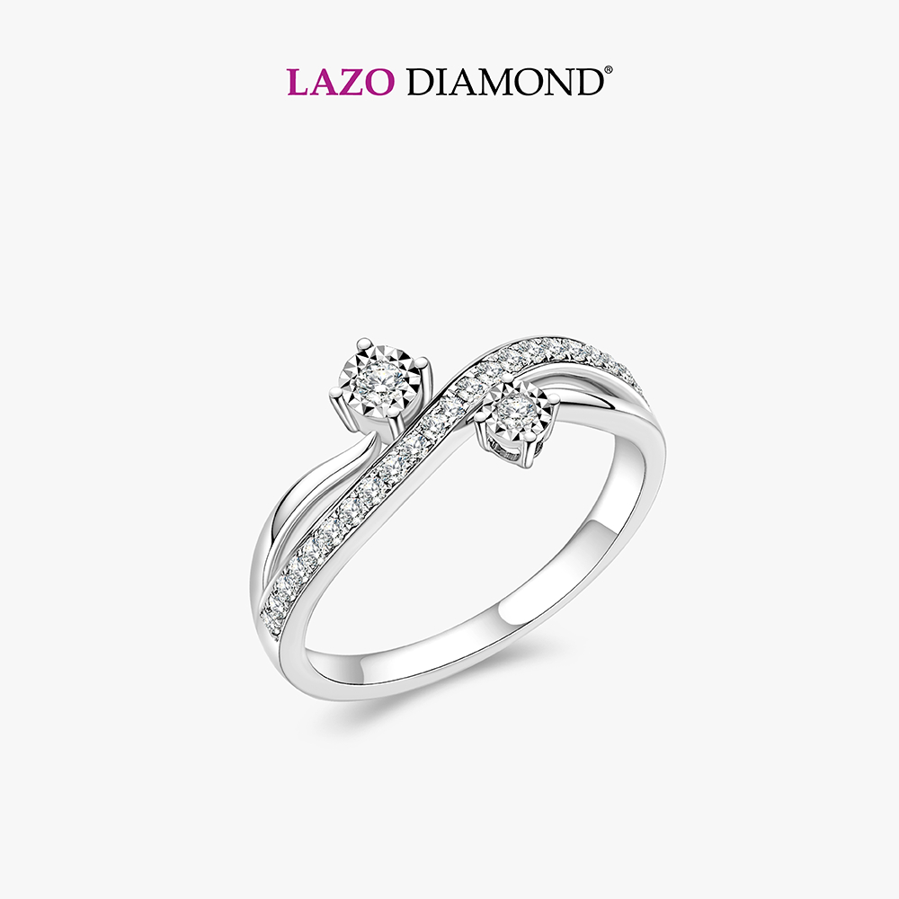 LAZO DIAMOND Split Duo Diamond Pavé Ring in 9k White Gold | Shopee Malaysia