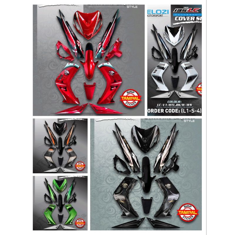 VELOZI COVER SET BODYSET YAMAHA LC LC135 V1 BATIK STANDARD DESIGN SIAP ...