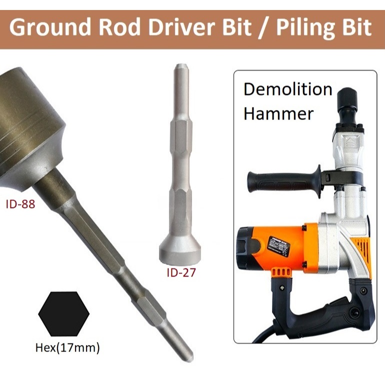 PilingBit27.5 Ground Rod Driver Earth Hammer Ground Rod Driver Bit ...
