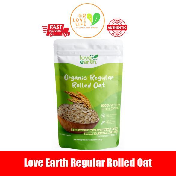 Love Earth Regular Rolled Oat 400g organic oats | Shopee Malaysia