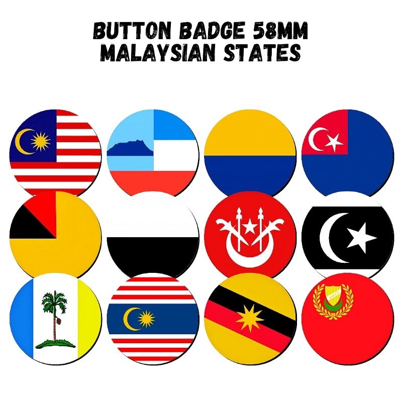 Button Bagde Negeri Di Malaysia 58mm, Merdeka Pin Badge (Made To Order ...