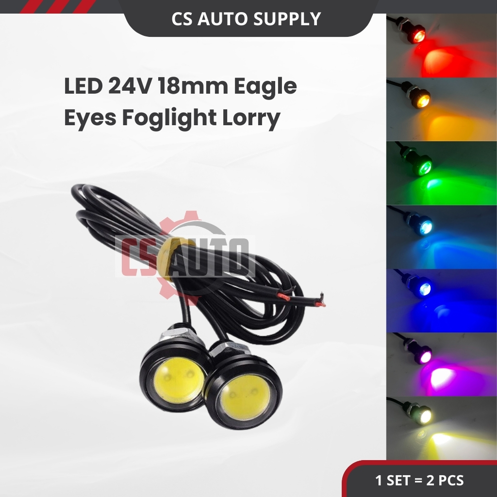 CS 2pcs x LED 24V COB Eagle Eye 18mm Front Small Fog Light White Blue ...