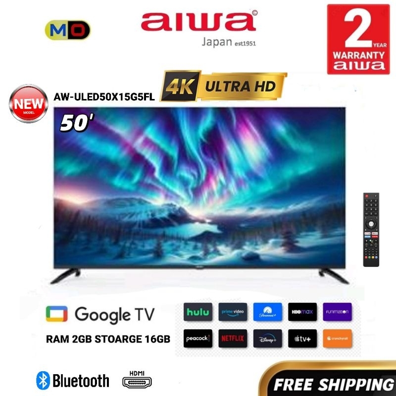 (FREE SHIPPING) NEW AIWA 50" INCH UHD 4K Google LED TV /Screen ...