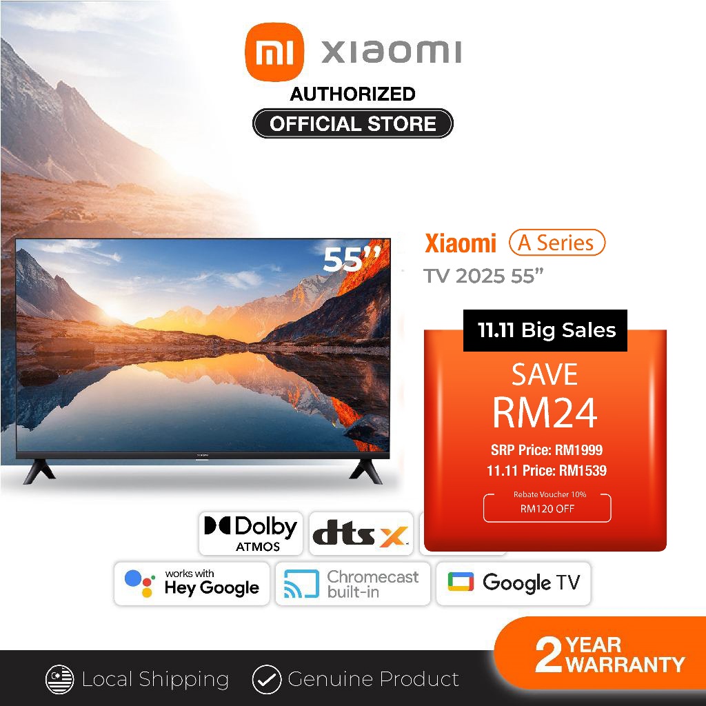 Xiaomi Mi TV A 55" 2025 4K HDR Display | Dolby Audio™️ | Google TV 2 ...