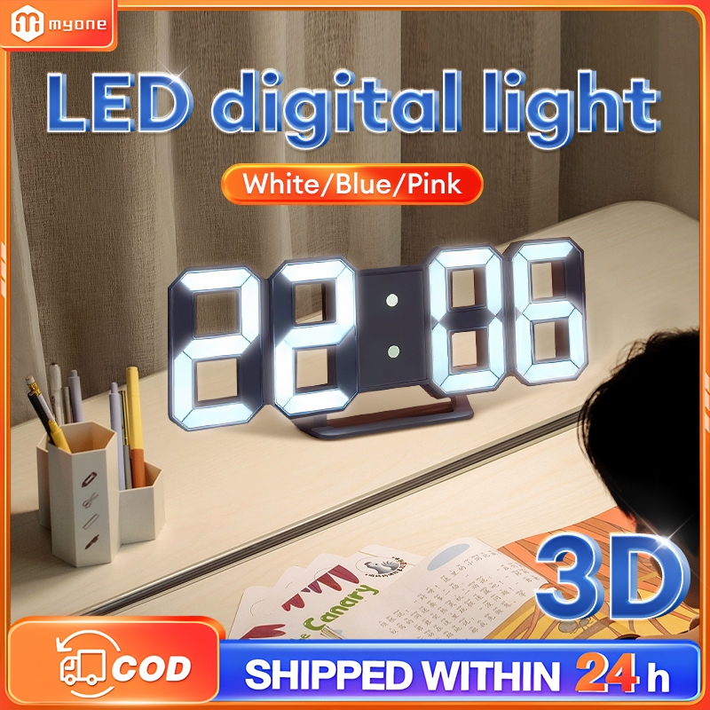 3D LED Digital Clock Luminous Fashion Wall Clock Multifunctional ...