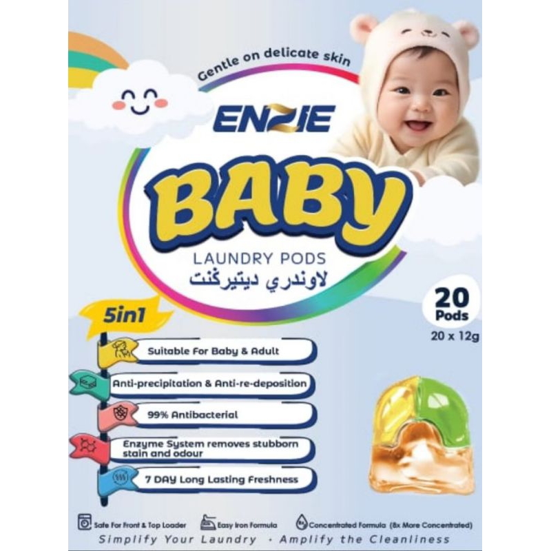 ENZIE BABY LAUNDRY PODS 20`s * 12g (5in1) 240g | Shopee Malaysia