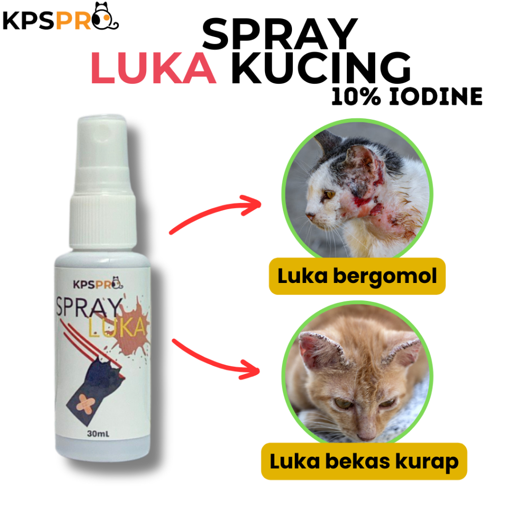 KPSPro Spray Luka Kucing Spray Ubat Kurap Kucing Gatal Solution Iodine ...