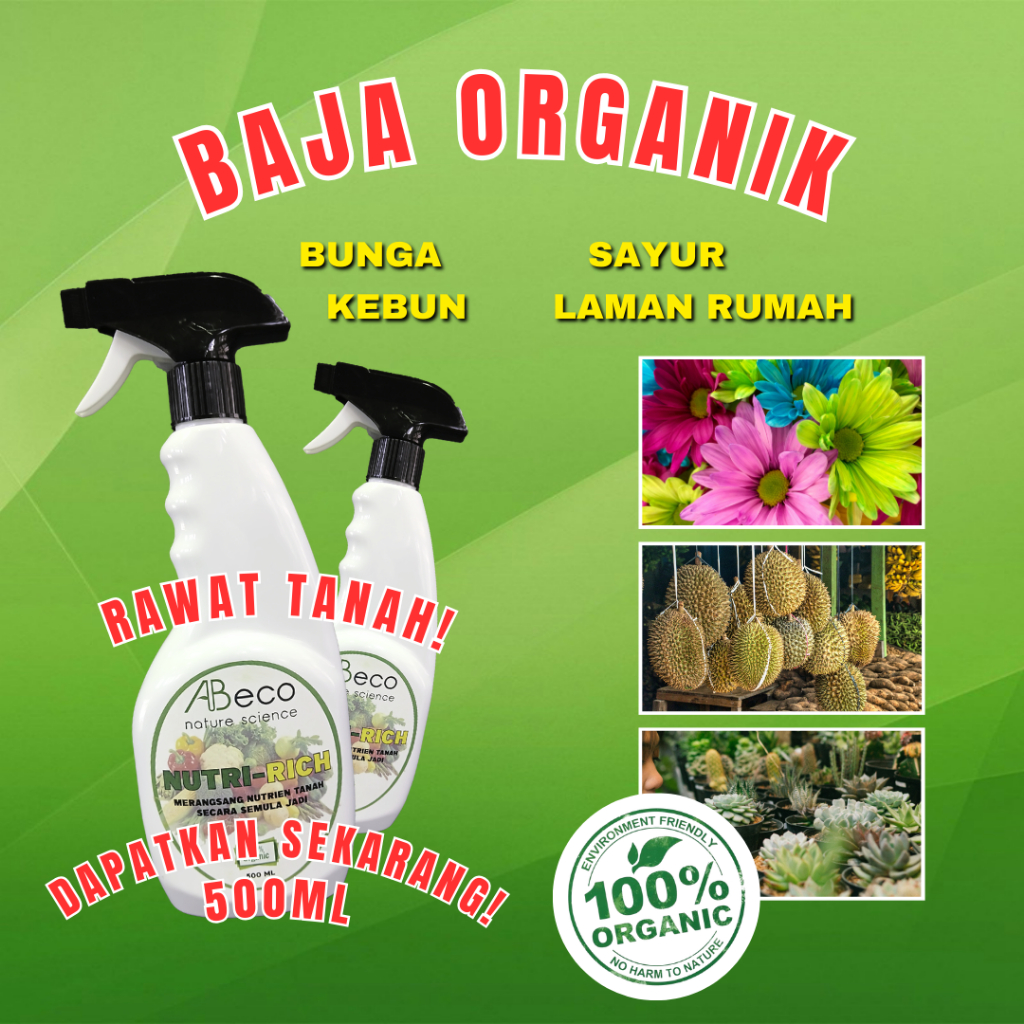 Nutri-Rich Asid Humik Cecair Sembur Baja Organik Pertanian Kebun Subur ...