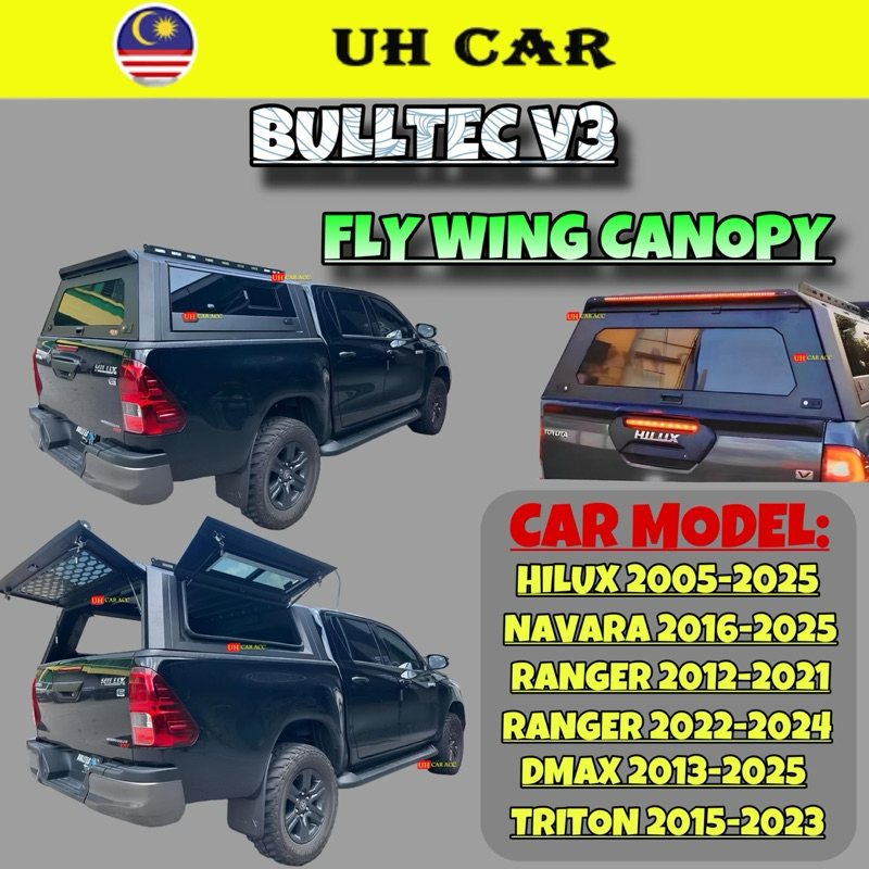 (BULLTEC V3) Fly Wing Canopy Metal Bed Cover Hilux Vigo Revo Rogue ...