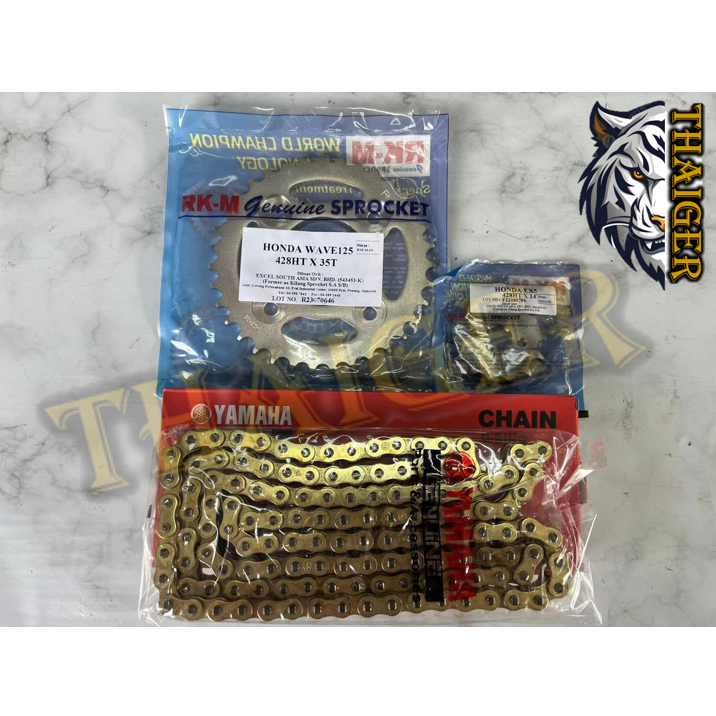 Honda W125 Sprocket Set, Sprocket RK-M (428H) With Rantai Gold Yamaha O ...
