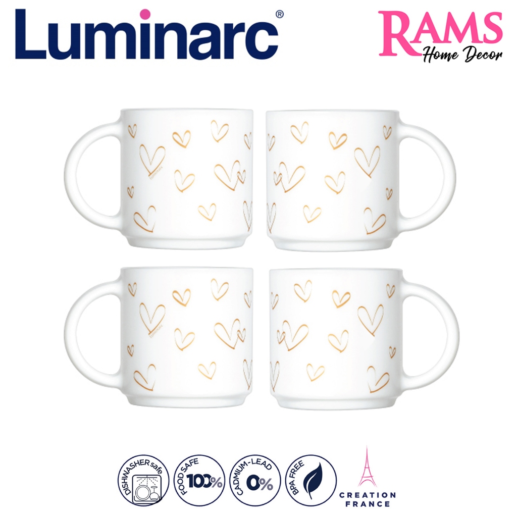 Luminarc 4 Pcs Mug Set Coffee & Tea Glasses / High Quality Everyday ...